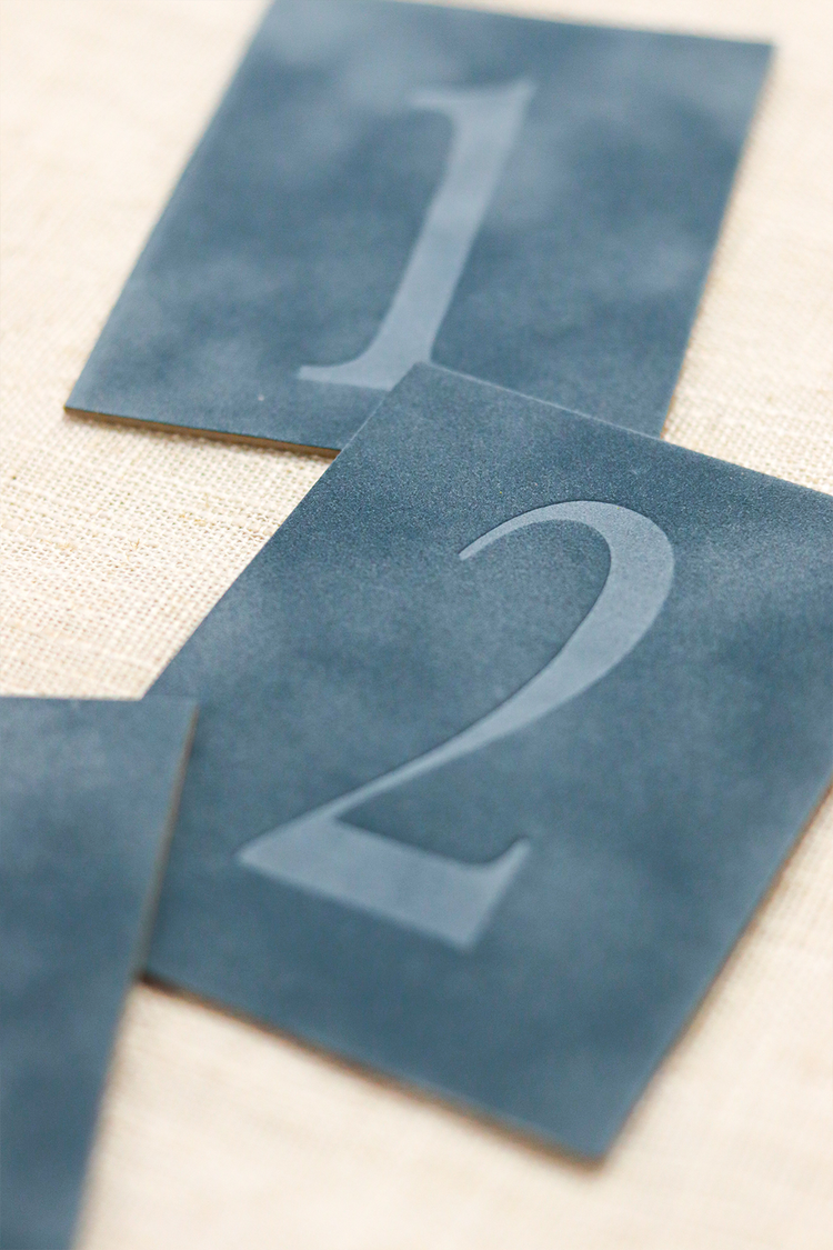 Blue Velvet Table Numbers | PURCHASE – Creative in Bloom