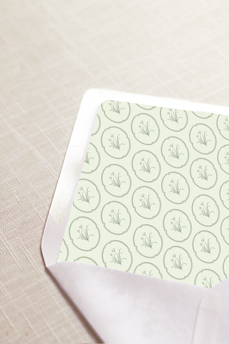 Clare Collection | (A7) Envelope Liner No.1 | Sage Green Dainty Print ...