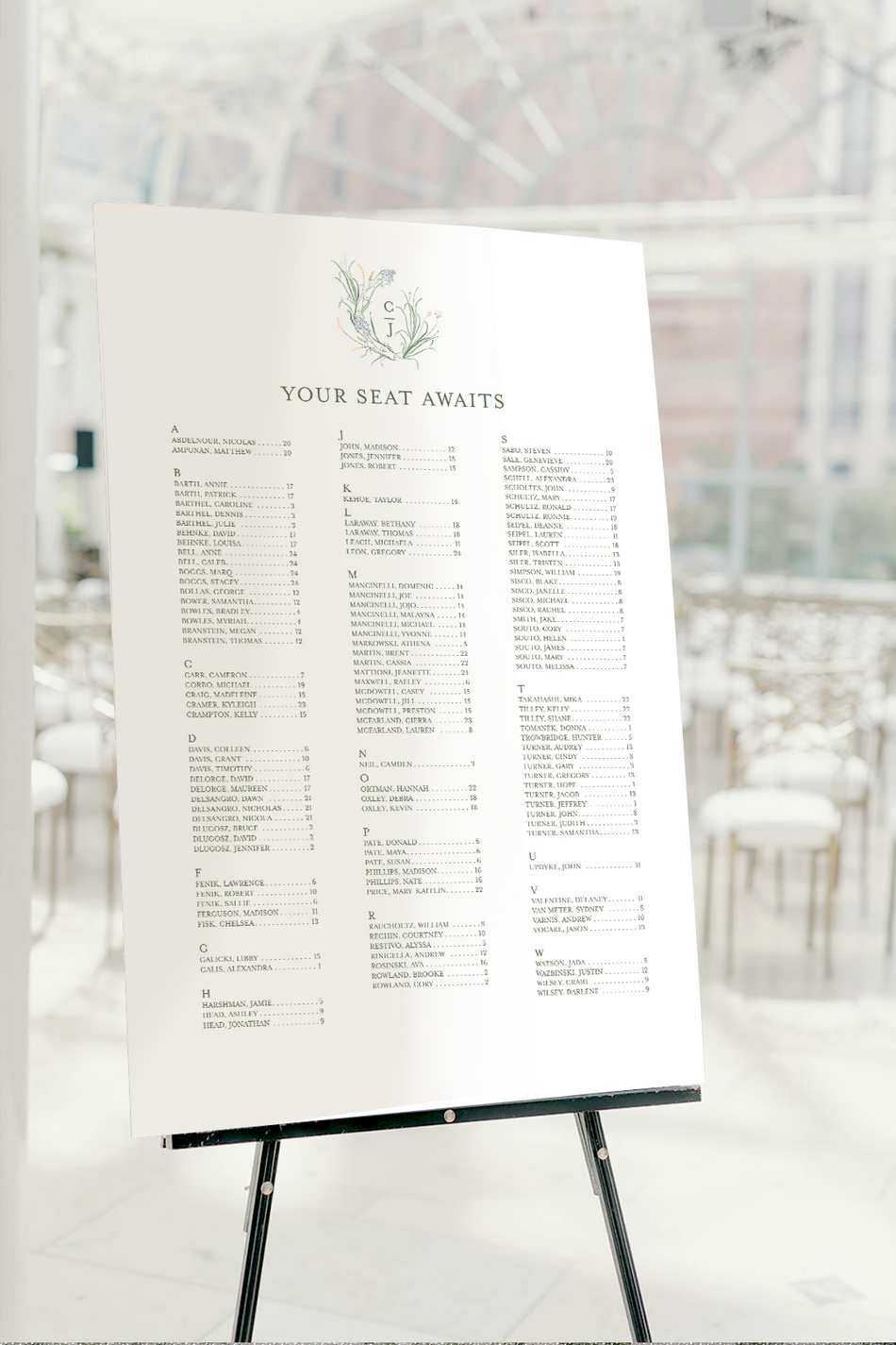 Clare Collection Laminated Seating Chart 36"x48" | PURCHASE – Creative ...